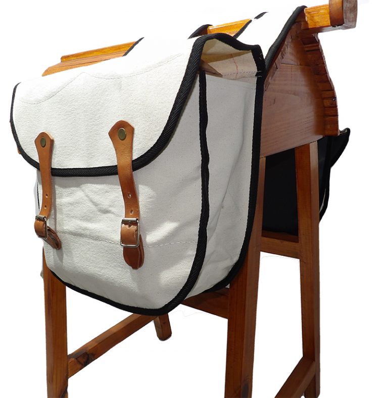 Alforja de lona simple con cuerina mediana – Crespo